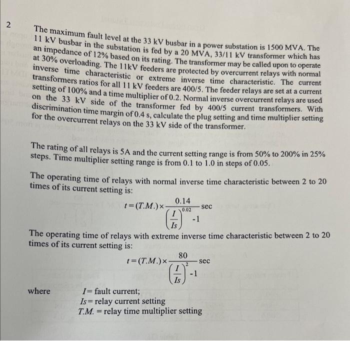 Solved The maximum fault level at the 33kV busbar in a power | Chegg.com