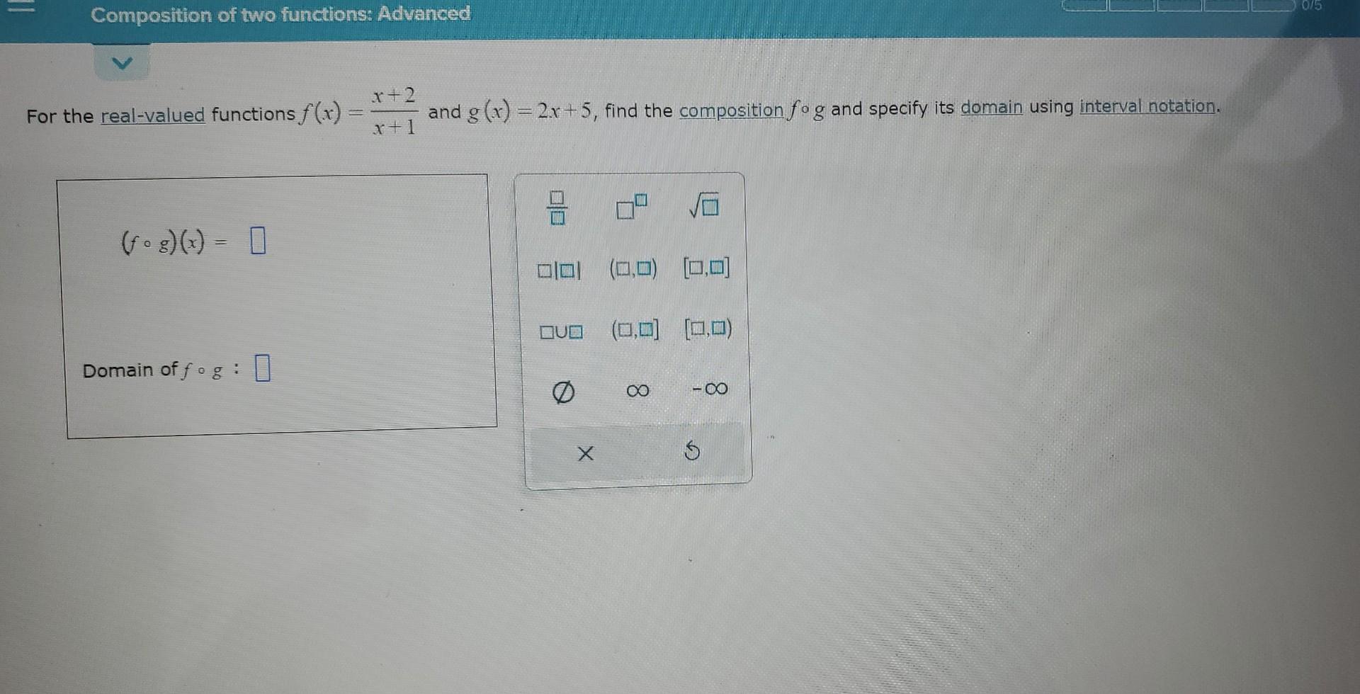 Solved For the real-valued functions f(x)=x+1x+2 and | Chegg.com