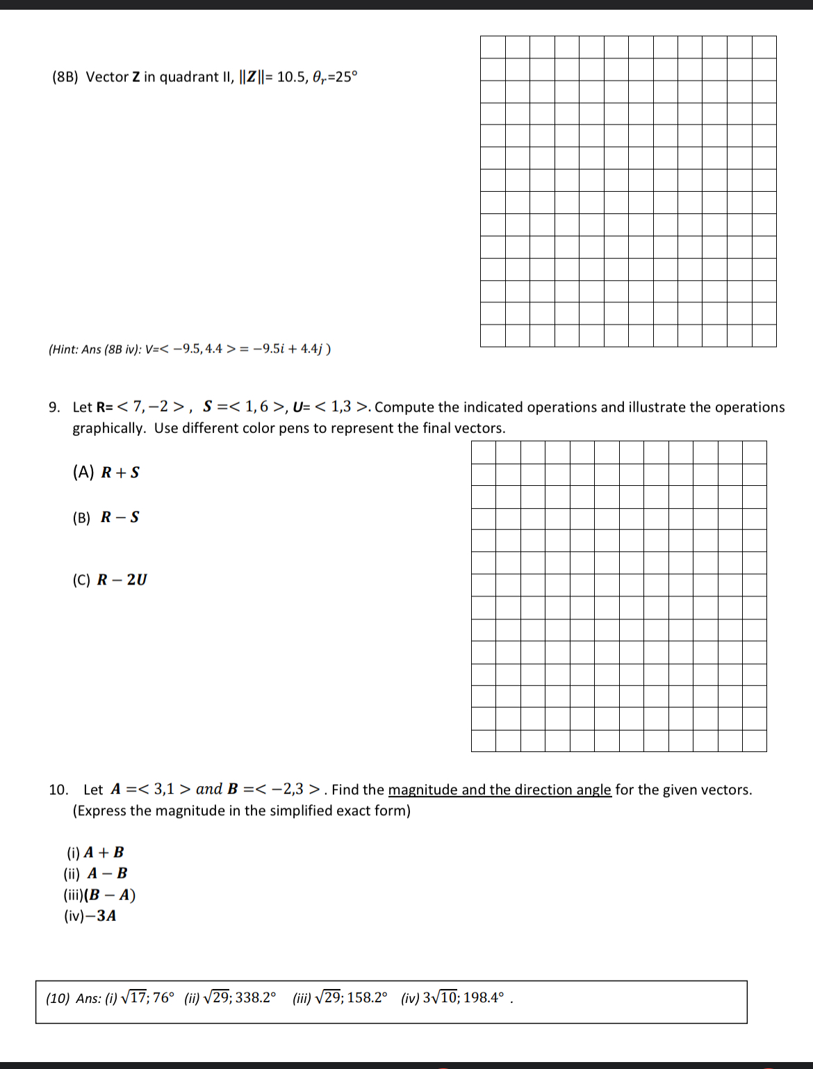 Solved (8B) ﻿Vector Z ﻿in quadrant | Chegg.com