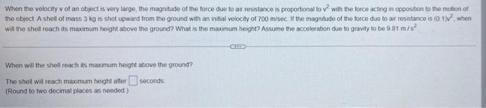 Solved Please solve for the time maximum height is reached | Chegg.com