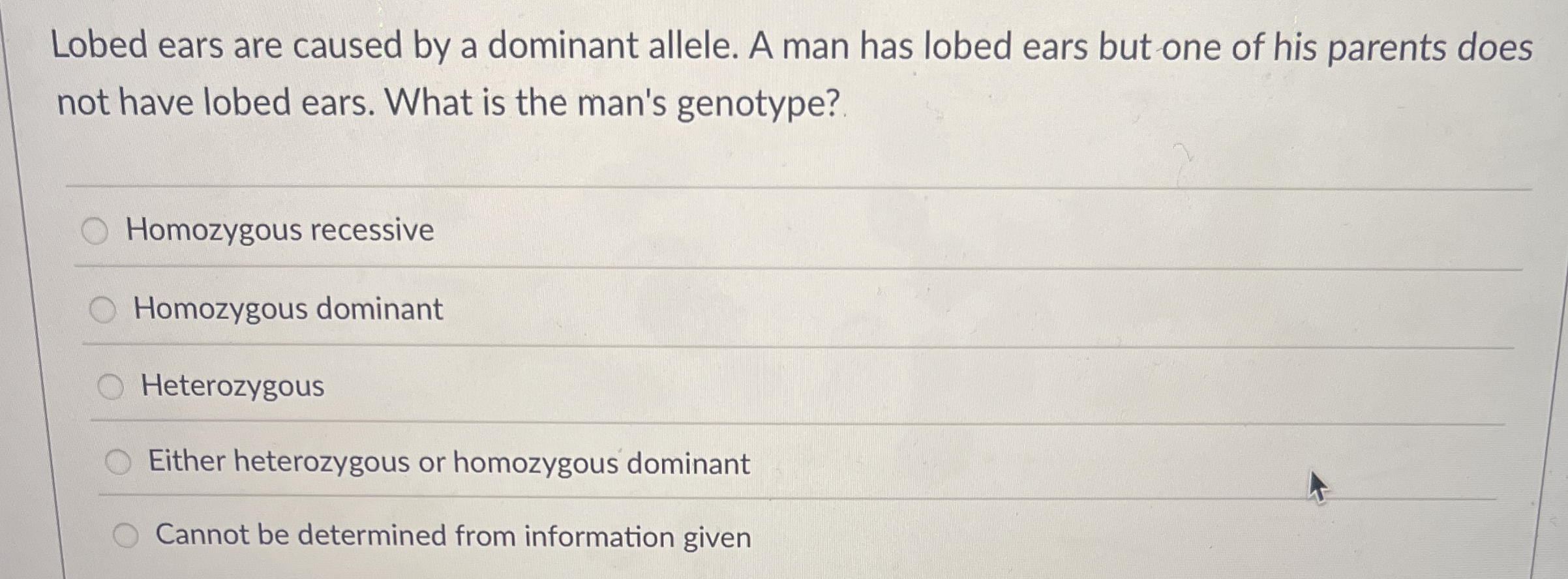 Lobed ears are caused by a dominant allele. A man has | Chegg.com