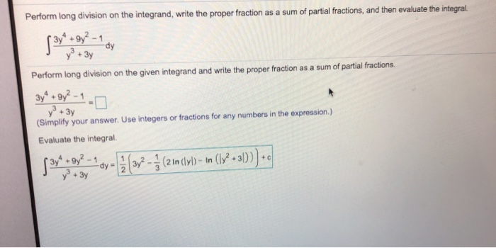 Solved -1 Perform long division on the integrand, write the | Chegg.com