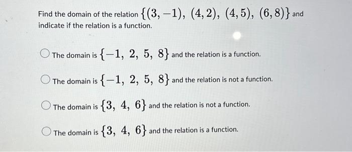 Solved Find the domain of the relation | Chegg.com