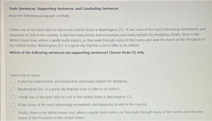 Topic Sentences, Supporting Sentences, and concluding | Chegg.com