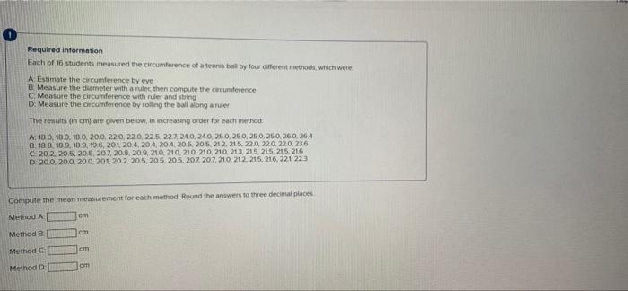 Solved Required information Each of 16 students measured the | Chegg.com