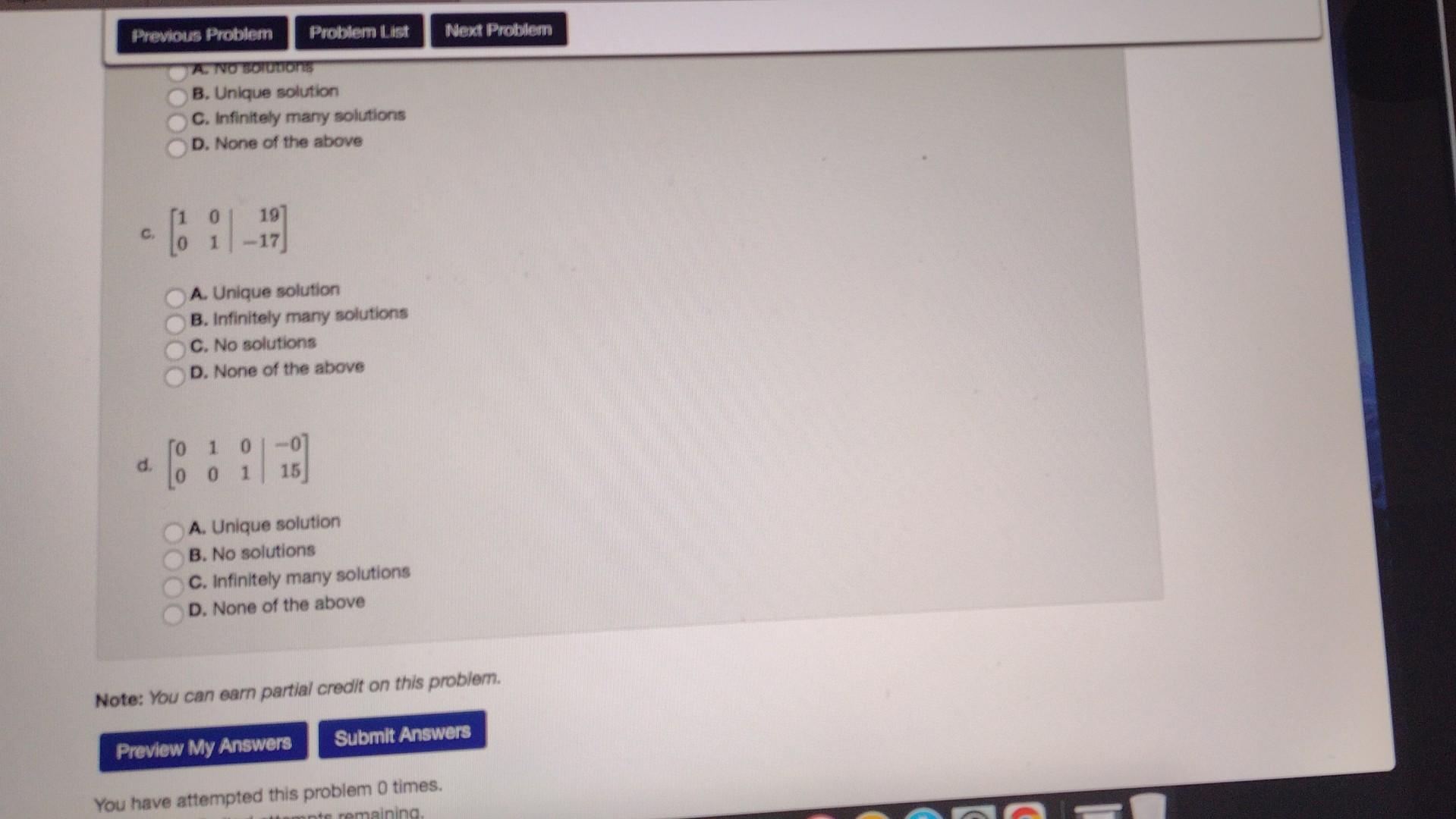 Solved The reduced row-echelon forms of the augmented | Chegg.com