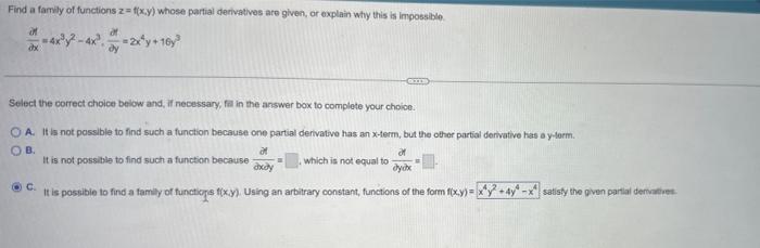 Solved Find a family of functions z=f(x;y) whose partial | Chegg.com