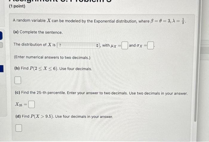 Solved A random variable X can be modeled by the Exponential | Chegg.com
