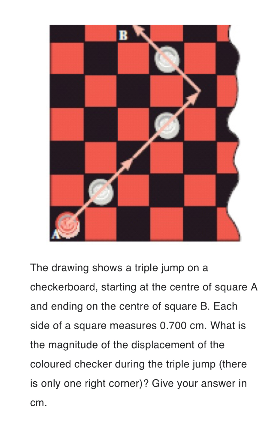 Solved The drawing shows a triple jump on a checkerboard, | Chegg.com