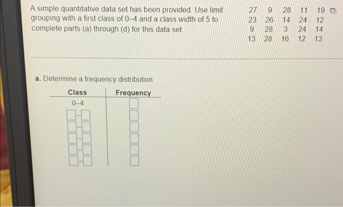 Solved 27 A simple quantitative data set has been provided | Chegg.com