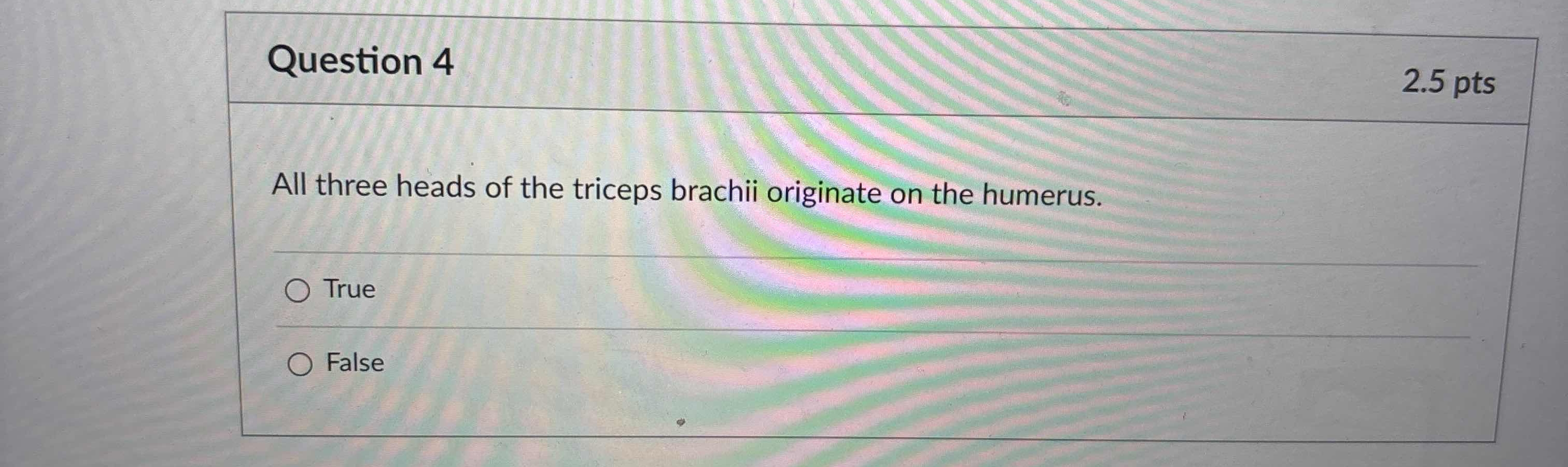 Solved Question 42.5 ptsAll three heads of the triceps | Chegg.com Solved Question 42.5 ptsAll three heads of the triceps | Chegg.com
