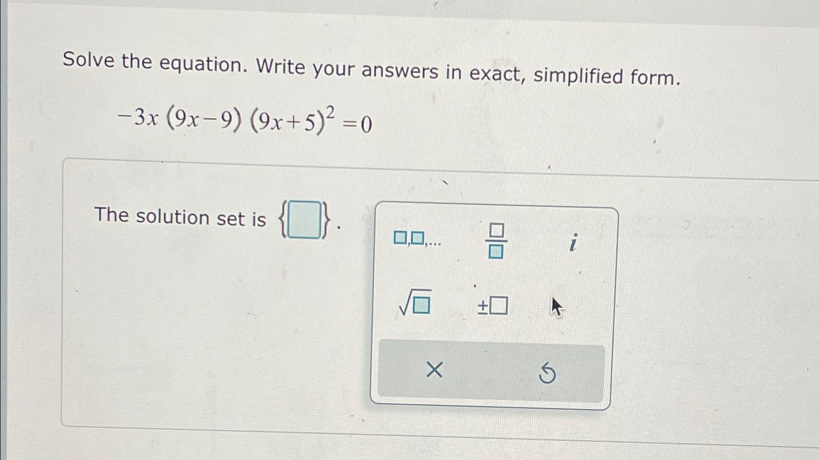Solved Solve the equation. Write your answers in exact, | Chegg.com