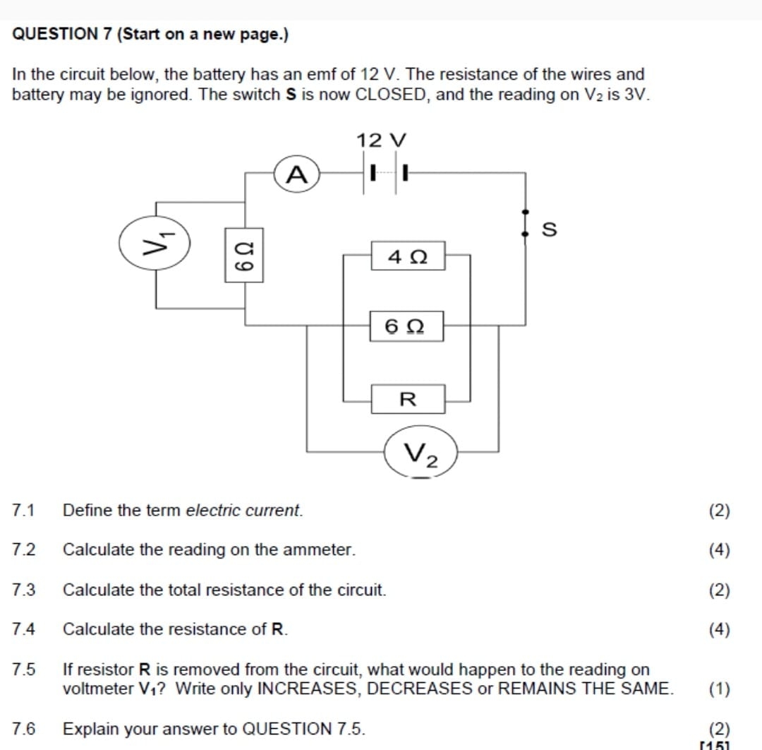 Solved QUESTION 7 (Start on a new page.)In the circuit | Chegg.com