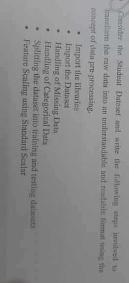 Solved Consider the Student Dataset and write the following | Chegg.com