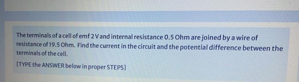 Solved The terminals of a cell of emf 2 Vand internal | Chegg.com