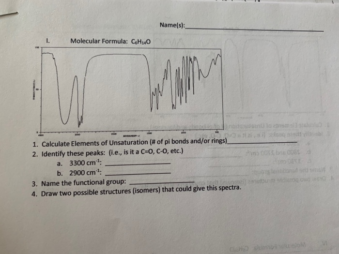 Solved Name(s): 1. Molecular Formula: C6H140 studar lo nome | Chegg.com