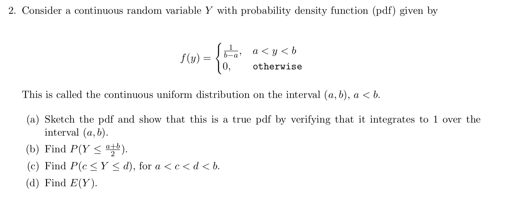 Consider A Continuous Random Variable Y ﻿with 2351