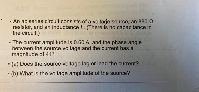 Solved . An ac series circuit consists of a voltage source, | Chegg.com