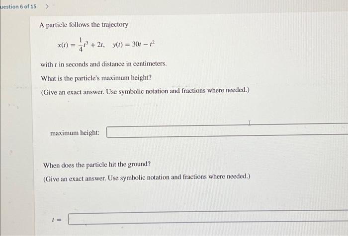 Solved A particle follows the trajectory 1/ 1³ +21₂ t³ + 2t, | Chegg.com