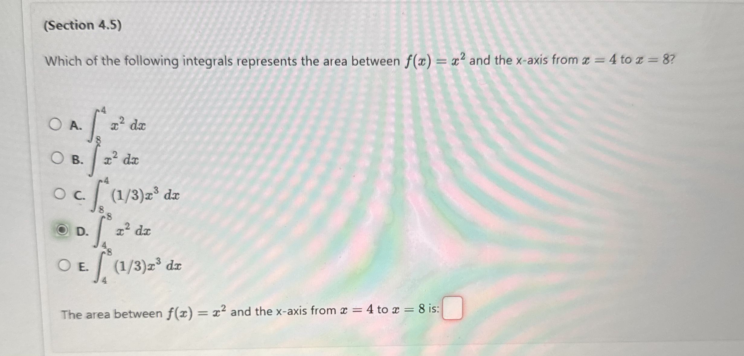 Solved (Section 4.5)Which of the following integrals | Chegg.com