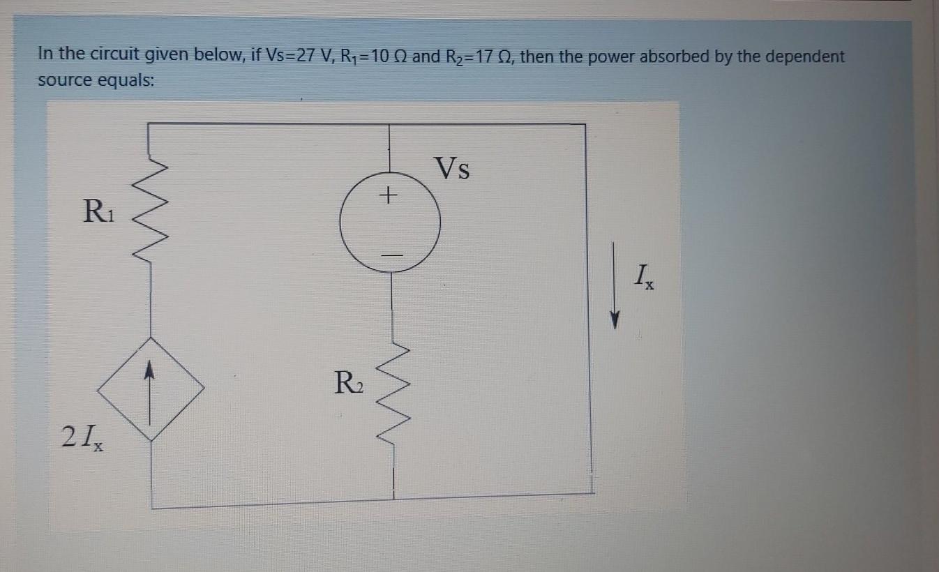 Solved In the circuit given below, if Vs=27 V, R = 10 and | Chegg.com