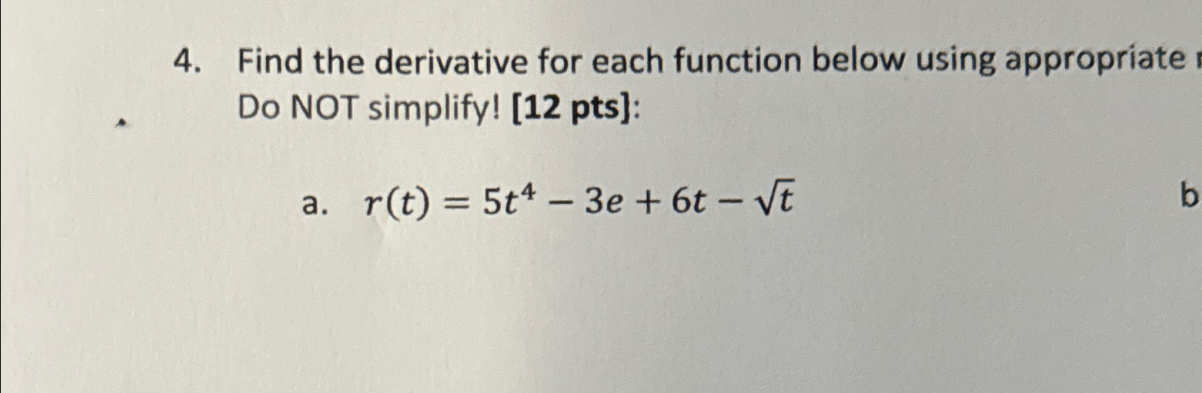 Solved Find the derivative for each function below using | Chegg.com