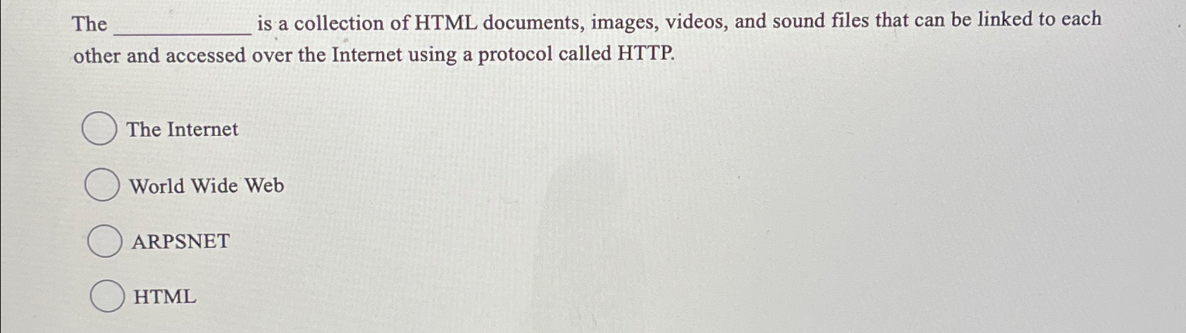 Solved The is a collection of HTML documents, images, | Chegg.com