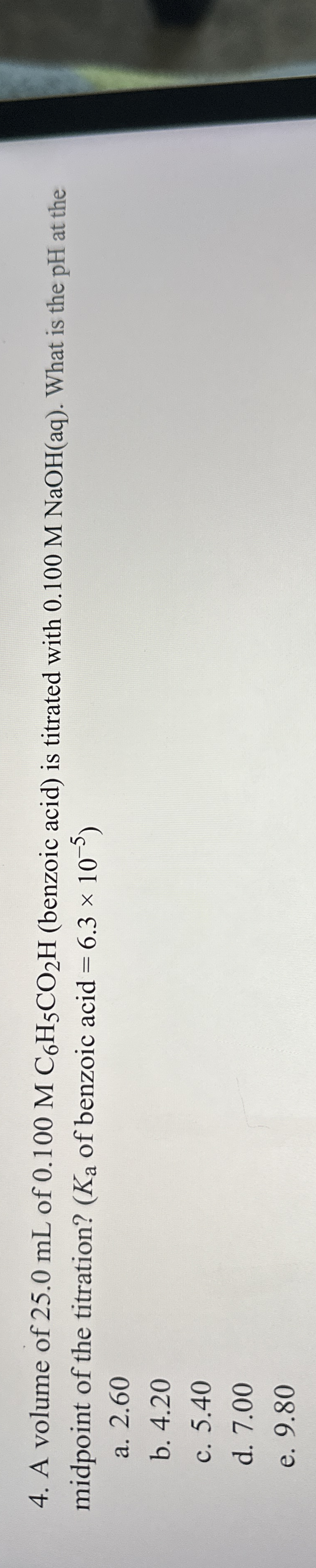 High Quality SOLUTION A volume of 25.0 ﻿mL of 0.100MC6H5CO2H (benzoic acid) | Chegg.com