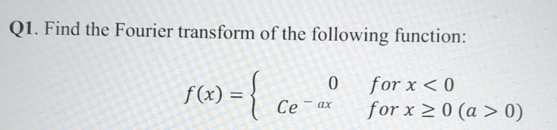 Q1. ﻿Find the Fourier transform of the following | Chegg.com