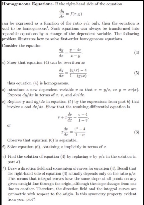 Solved Homogeneous Equations. If the right-hand side of the | Chegg.com