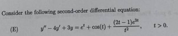 Solved Consider the following second-order differential | Chegg.com