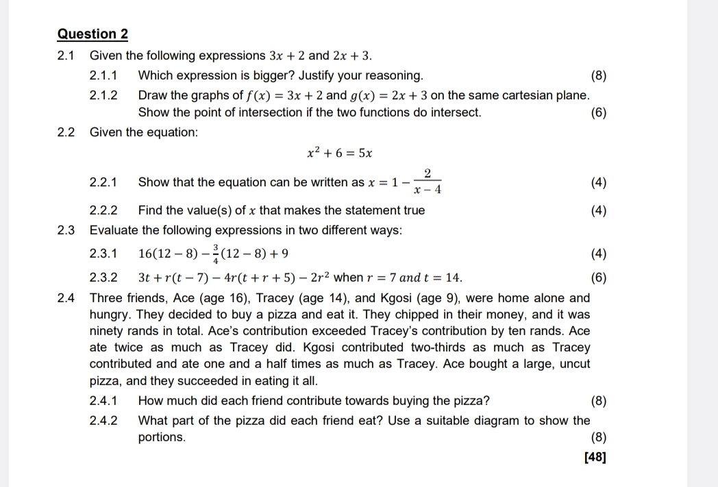 Solved Question 22.1 ﻿Given the following expressions 3x+2 | Chegg.com