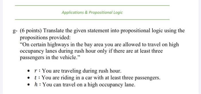Solved Applications And Propositional Logic G 6 Points 
