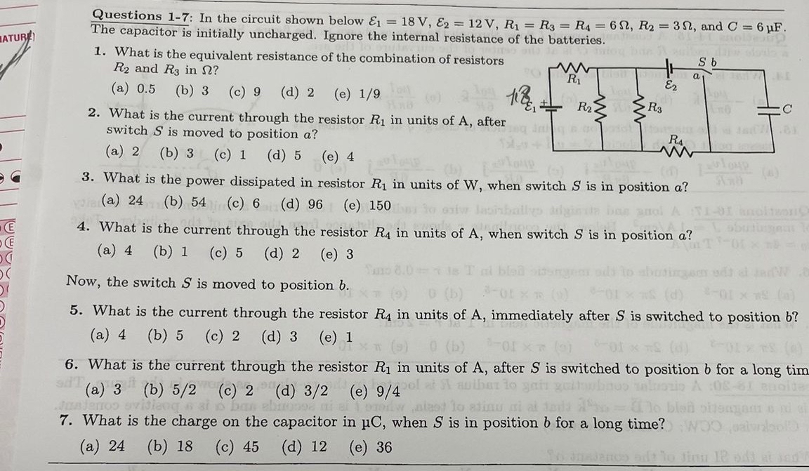 Solved Questions 1-7: In the circuit shown below | Chegg.com