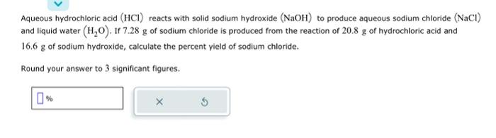 Solved Aqueous hydrochloric acid (HCl) reacts with solid | Chegg.com