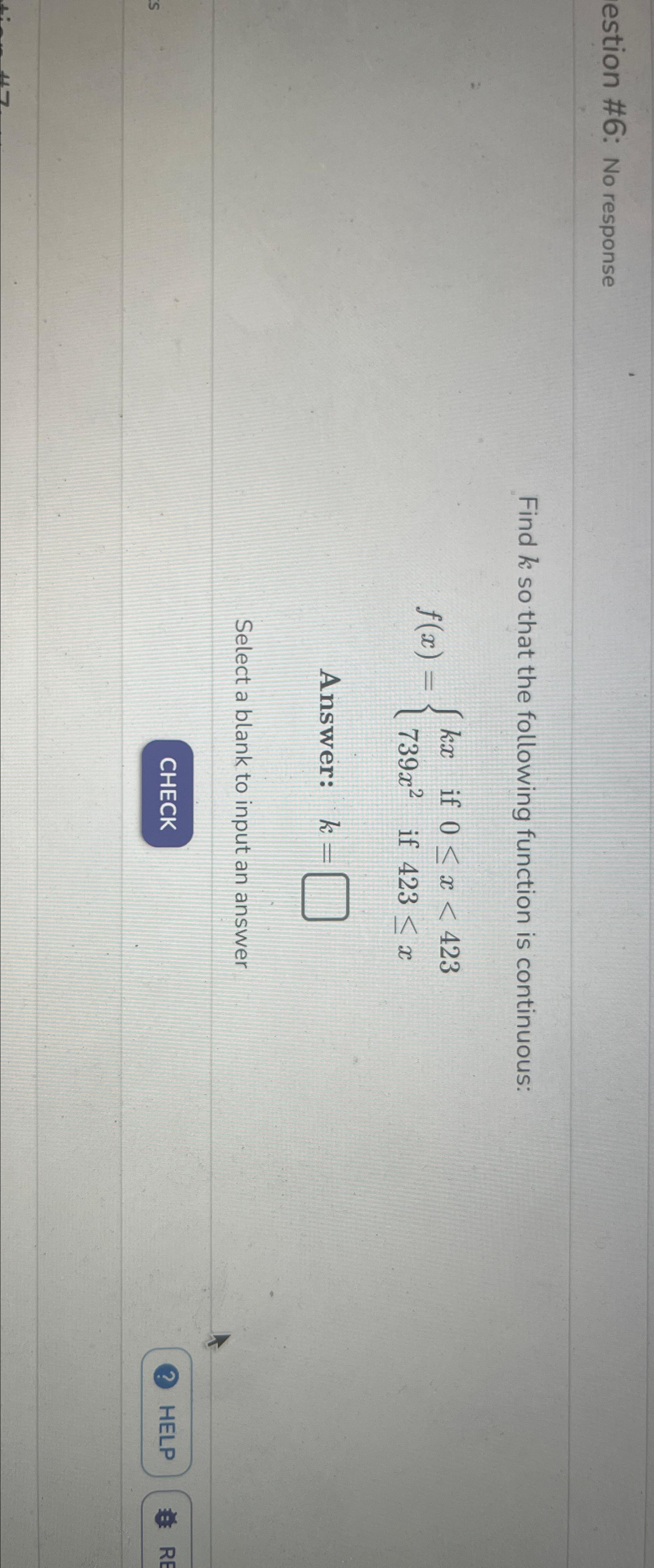 Solved estion #6: No responseFind k ﻿so that the following | Chegg.com