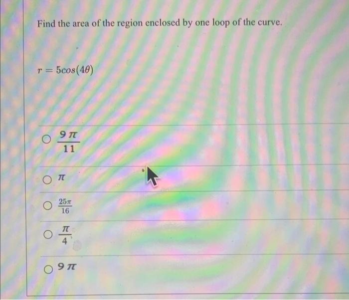 Solved Find the area of the region enclosed by one loop of | Chegg.com