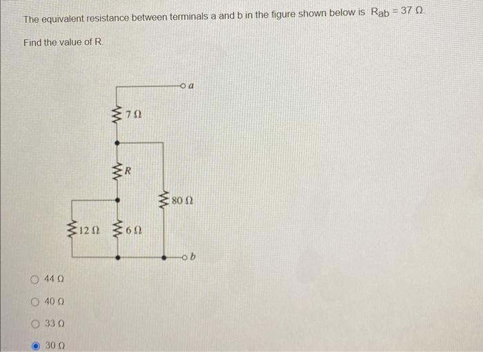 Solved The equivalent resistance between terminals a and b | Chegg.com