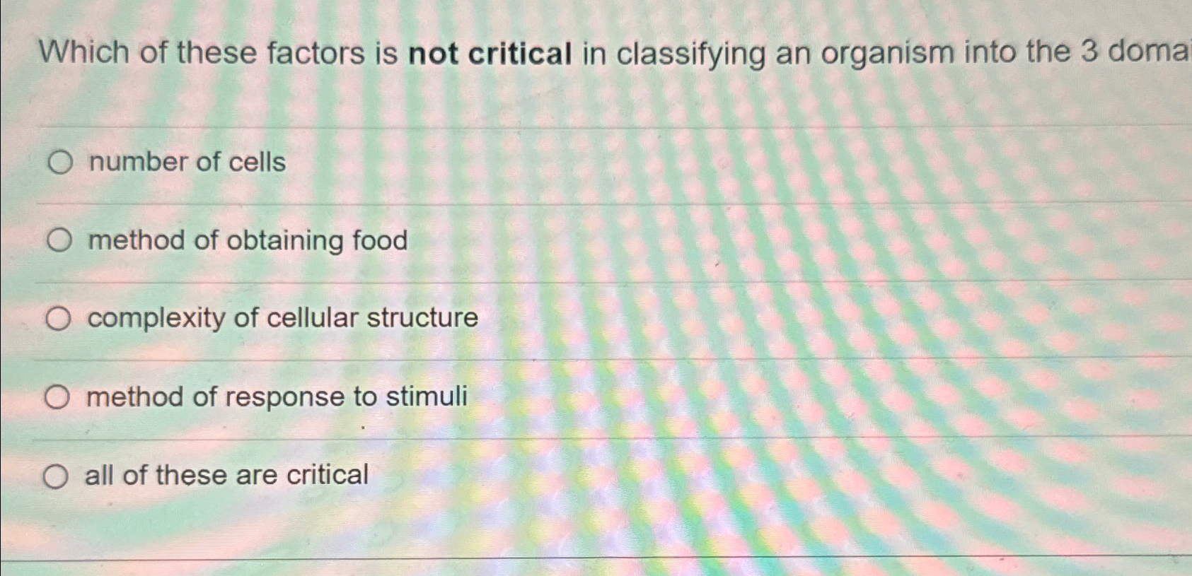 Solved Which of these factors is not critical in classifying | Chegg.com
