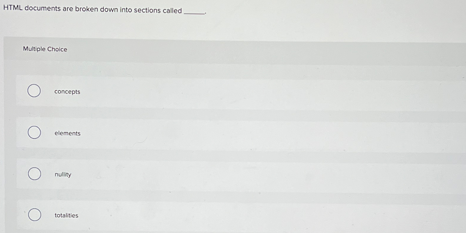 Solved HTML documents are broken down into sections | Chegg.com