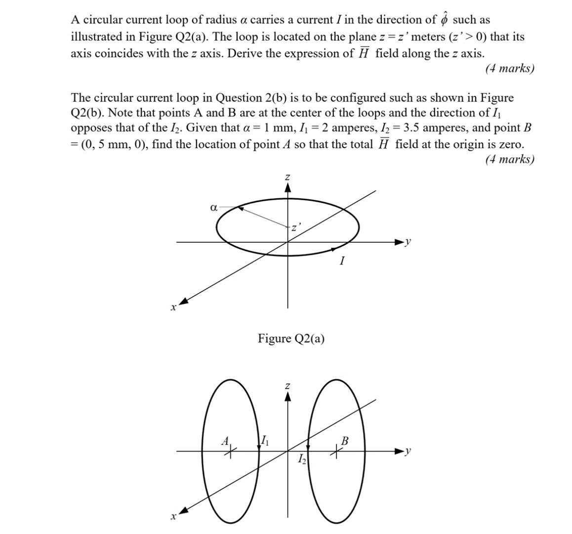 Solved A circular current loop of radius a carries a current | Chegg.com