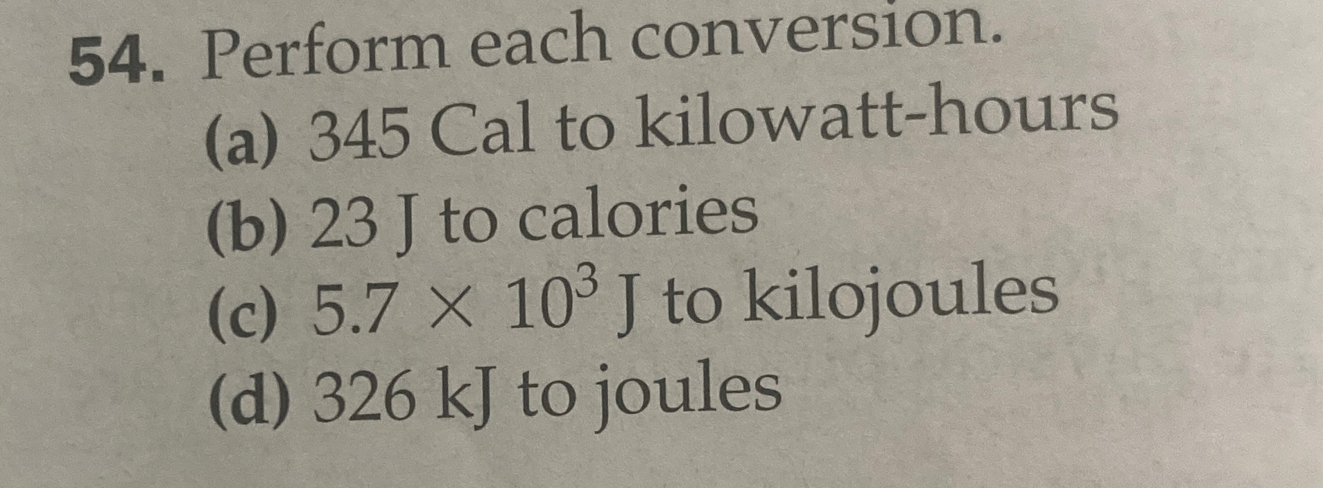Perform each conversion.(a) 345 ﻿Cal to | Chegg.com