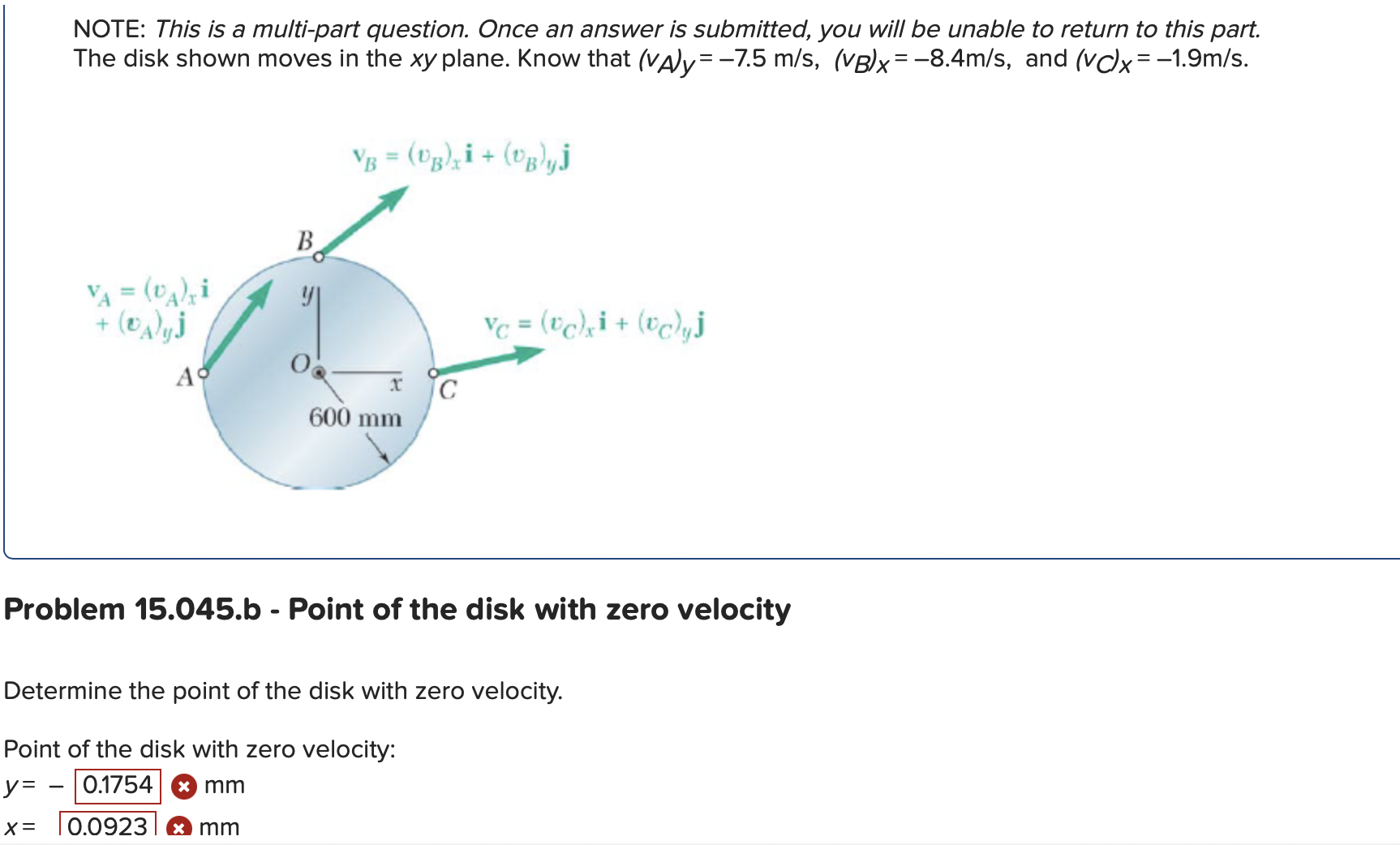 Solved Problem 15.045.b - ﻿Point of the disk with zero | Chegg.com