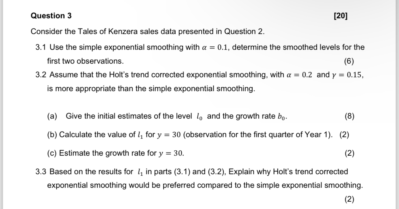 Solved Question 3Consider the Tales of Kenzera sales data | Chegg.com Solved Question 3Consider the Tales of Kenzera sales data | Chegg.com
