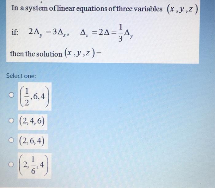 Solved 1 In a system of linear equations of three variables | Chegg.com