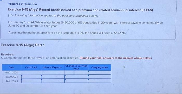 Solved Required information Exercise 9-15 (Algo) Record | Chegg.com