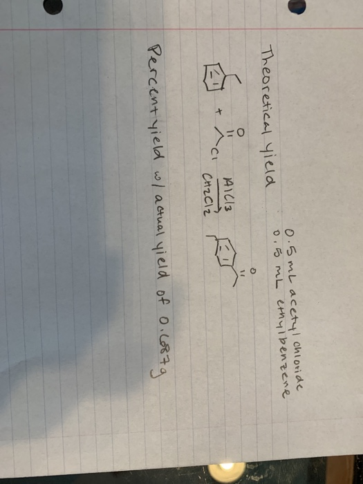 Solved 0.5mL acetyl chloride 0.5 mL ethylbenzene Theoretical | Chegg.com