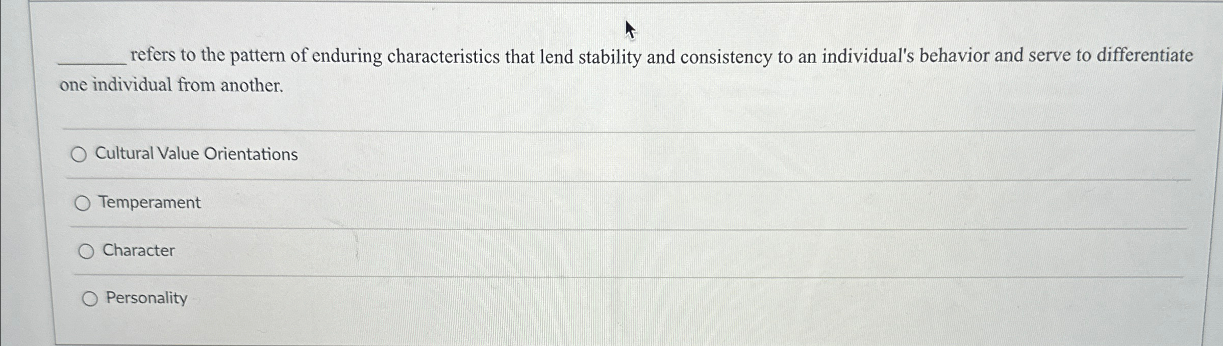 Solved refers to the pattern of enduring characteristics | Chegg.com