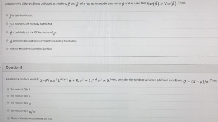 Solved Consider Two Different Linear Unbiased Estimators