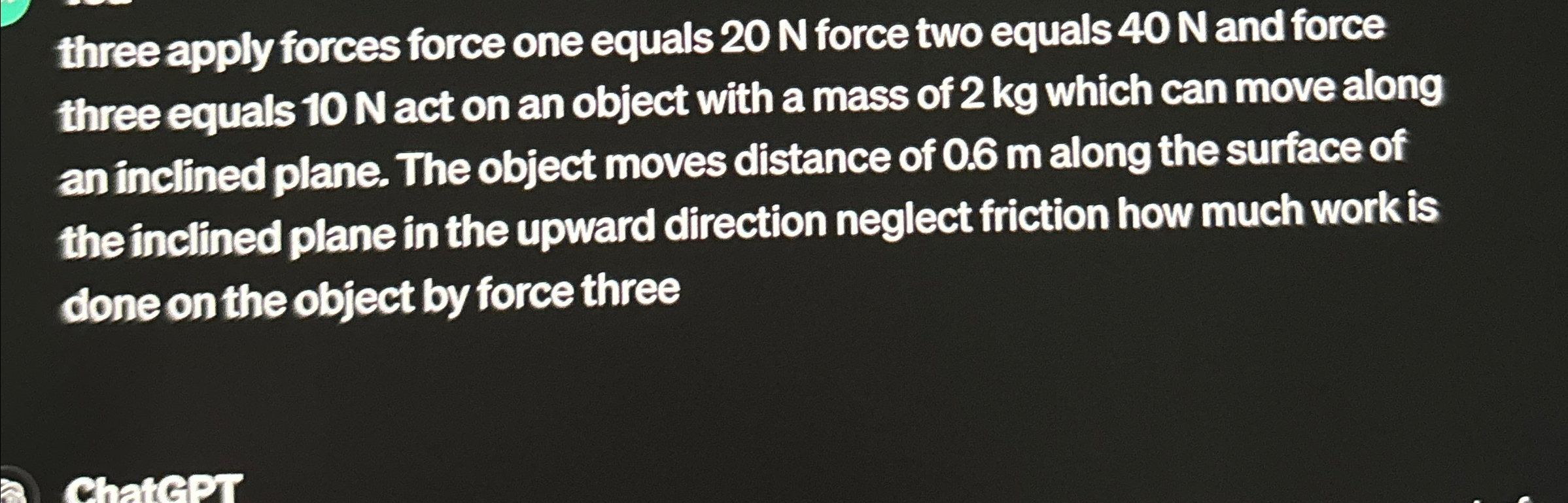 Solved three apply forces force one equals 20N ﻿force two | Chegg.com